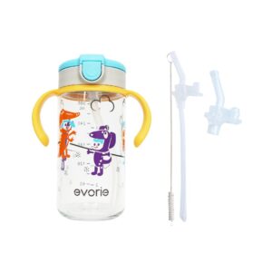 evorie tritan toddler sippy cups 10 oz kids water bottle with replacement straw bundle, imaginations