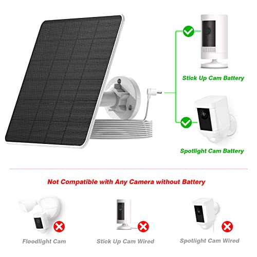 Solar Panel for Ring Camera, Camera Solar Panel Charger for Ring Spotlight Camera Battery and Stick Up Cam Battery, IP65 Waterproof, Adjustable Security Wall Mount, 9.8ft Cable