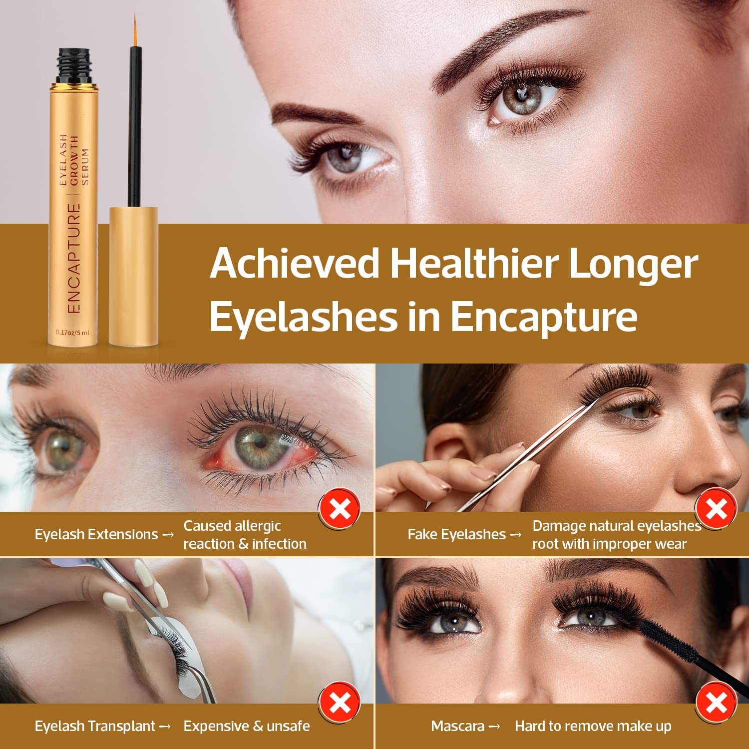 Rapid Eyelash Growth Serum - Lengthen, Thicken, Strengthen and Nourish Your Natural Lashes with Botanical Formula - Proven Results within 3 Weeks (3ml)