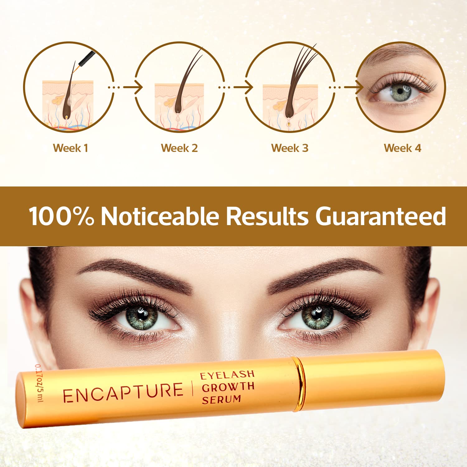 Rapid Eyelash Growth Serum - Lengthen, Thicken, Strengthen and Nourish Your Natural Lashes with Botanical Formula - Proven Results within 3 Weeks (3ml)