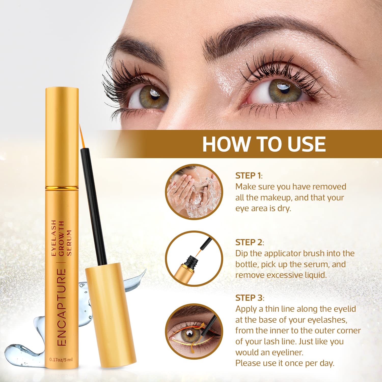 Rapid Eyelash Growth Serum - Lengthen, Thicken, Strengthen and Nourish Your Natural Lashes with Botanical Formula - Proven Results within 3 Weeks (3ml)