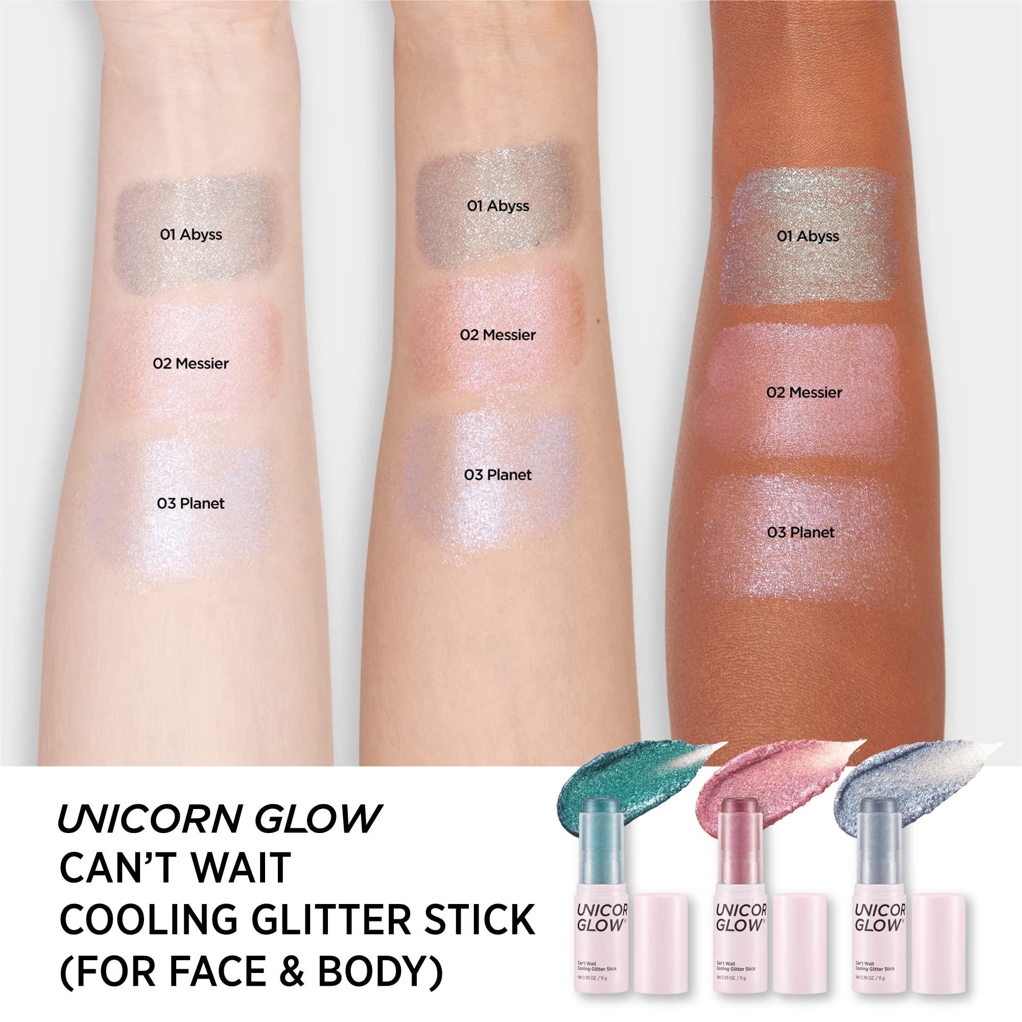 UNICORN GLOW Can't Wait Cooling Glitter Stick (for FACE & Body) 02 Messier