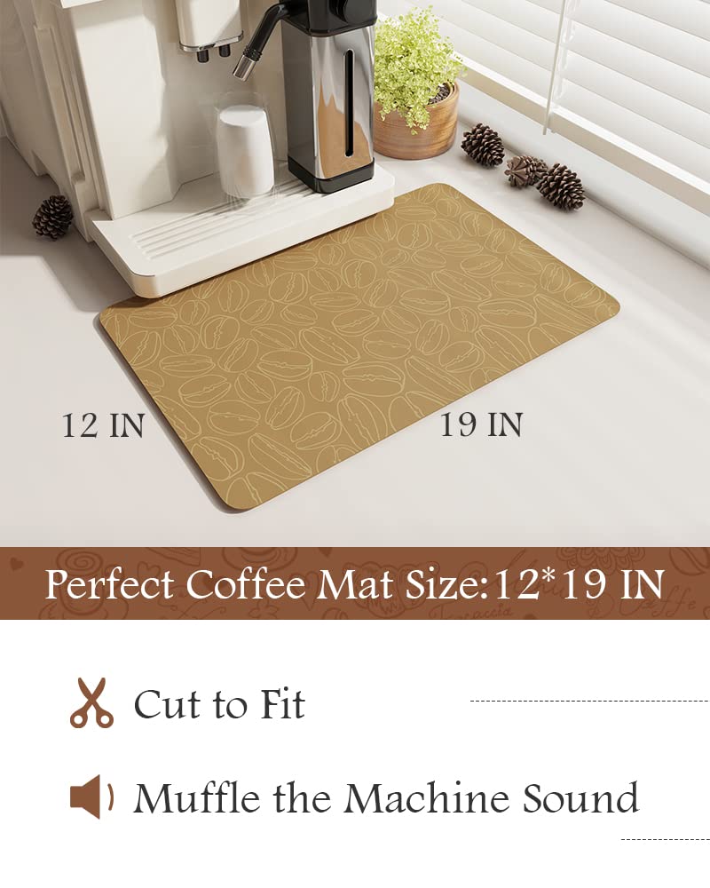 AMOAMI-Coffee Mat-Coffee Bar Accessories-Absorbent Stain Resistant Drying Mat Fit Under Coffee Maker Machine Coffee Pot Tray Espresso Machine-Coffee Station Accessories and Decor-12”x19”