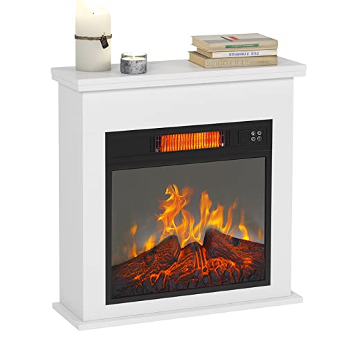 DlandHome Electric Fireplace Heater, White Electric Fireplace with Mantle, Room Heater, Space Heater,1400W