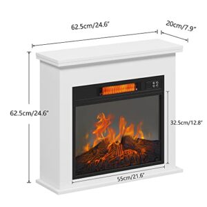 DlandHome Electric Fireplace Heater, White Electric Fireplace with Mantle, Room Heater, Space Heater,1400W