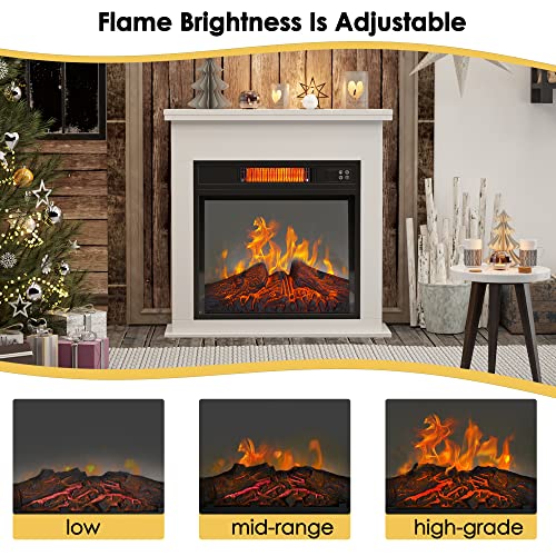 DlandHome Electric Fireplace Heater, White Electric Fireplace with Mantle, Room Heater, Space Heater,1400W