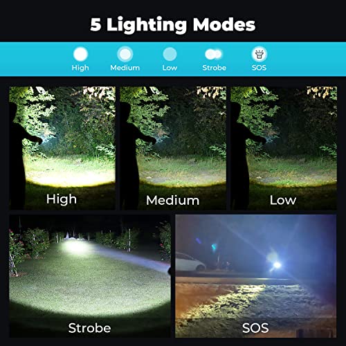 Rechargeable Flashlights High Lumen 2 Pack, 990000 Lumens Super Bright LED Flashlight with 5 Modes & 12 H Run Time, IPX6 Waterproof Powerful Handheld Flash Light for Home, Camping Emergencies