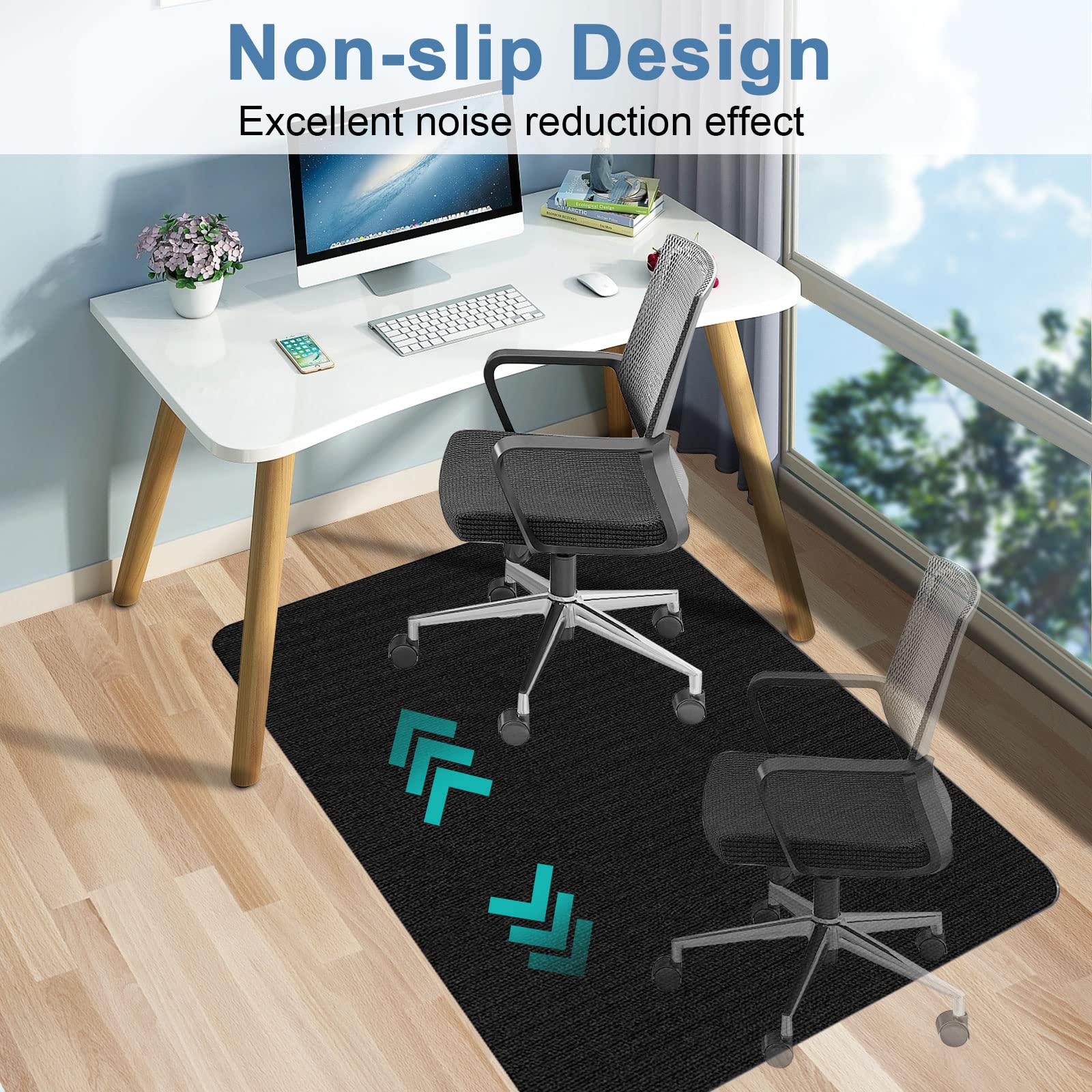 Office Chair Mat for Hardwood Floors & Tile Floor, 47" x 35" Office Gaming Rolling Floor Mat Desk Computer Chair Mats Anti-Slip Floor Protector Rug for Home/Office