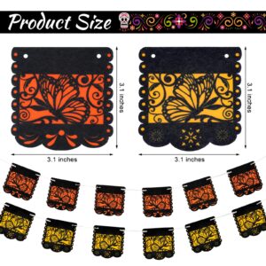 Small Dia De Los Muertos Banner Mexican Monarch Butterfly Banners Fiesta Papel Picado Banners Dia De Los Muertos Day of the Dead Decorations Picado Dia De Muertos for Ofrenda Supplies(2 Pack)