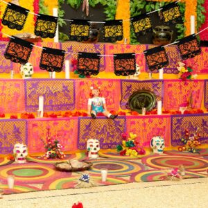 Small Dia De Los Muertos Banner Mexican Monarch Butterfly Banners Fiesta Papel Picado Banners Dia De Los Muertos Day of the Dead Decorations Picado Dia De Muertos for Ofrenda Supplies(2 Pack)