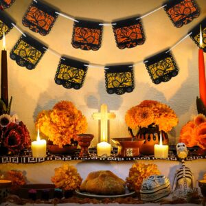 Small Dia De Los Muertos Banner Mexican Monarch Butterfly Banners Fiesta Papel Picado Banners Dia De Los Muertos Day of the Dead Decorations Picado Dia De Muertos for Ofrenda Supplies(2 Pack)