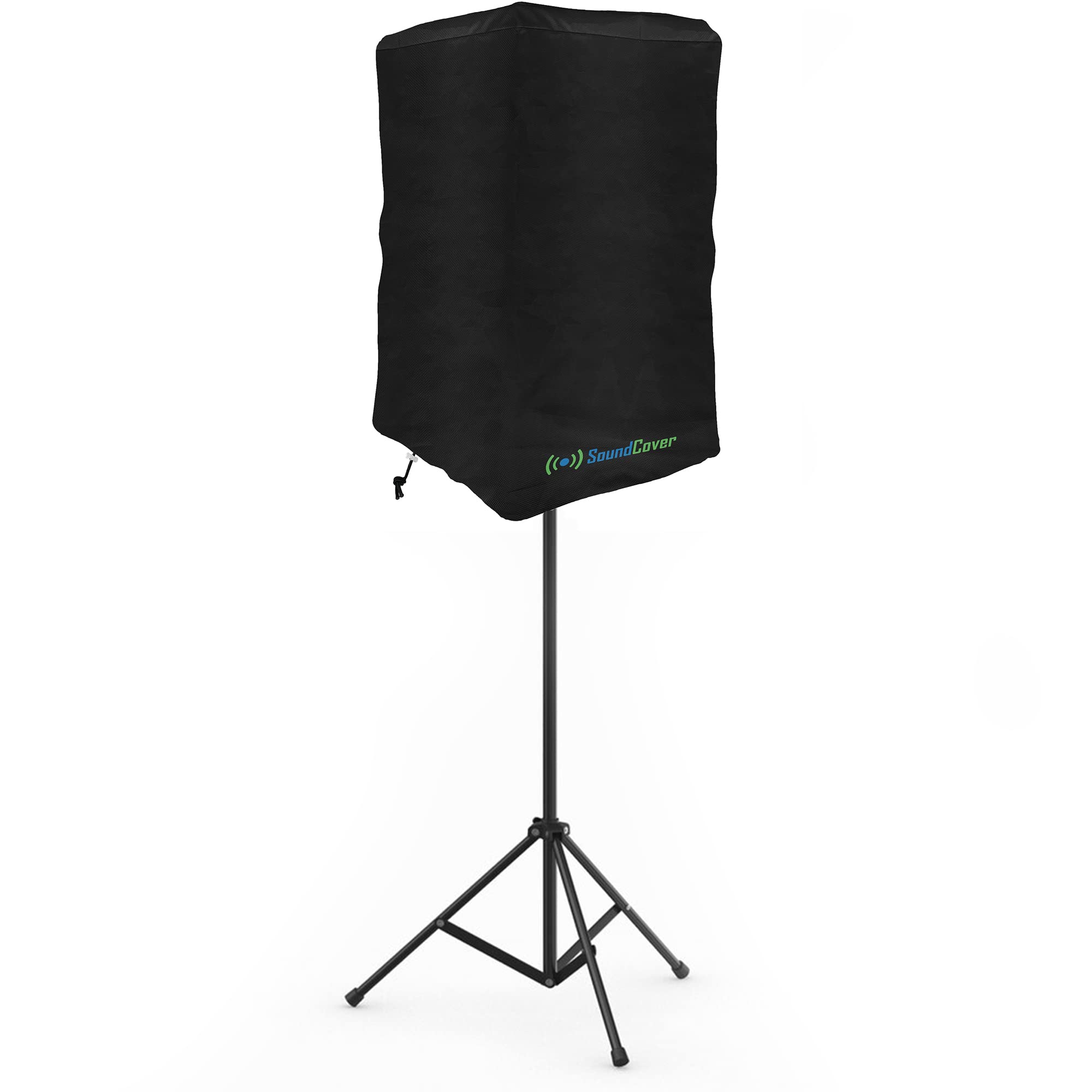 15 Inch PA/DJ Lightweight Powered Speaker Cover Bag in Black for Stand Mounted Speakers - Over the top fit, Water Resistant (not Waterproof), 50 UV Protection - Check Dimensions Before Ordering!