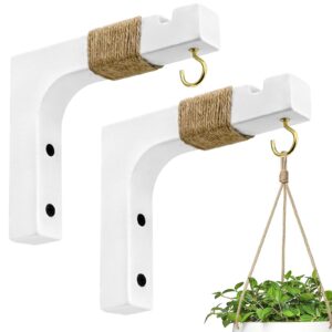 2 pack plant hanger hooks for indoor hanging plants, hanging planters for indoor plants farmhouse wooden hanging basket wall hooks for outdoor flower pots lanterns wind chime lights garden decoration