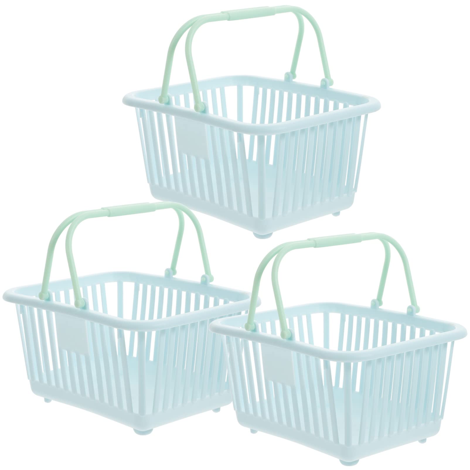 Gadpiparty 3pcs Small Plastic Shopping Baskets Kids Grocery Baskets with Handles Tiny Organizer Container Bin for Eggs Fruits Veggies Snacks Sky-blue