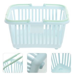 Gadpiparty 3pcs Small Plastic Shopping Baskets Kids Grocery Baskets with Handles Tiny Organizer Container Bin for Eggs Fruits Veggies Snacks Sky-blue