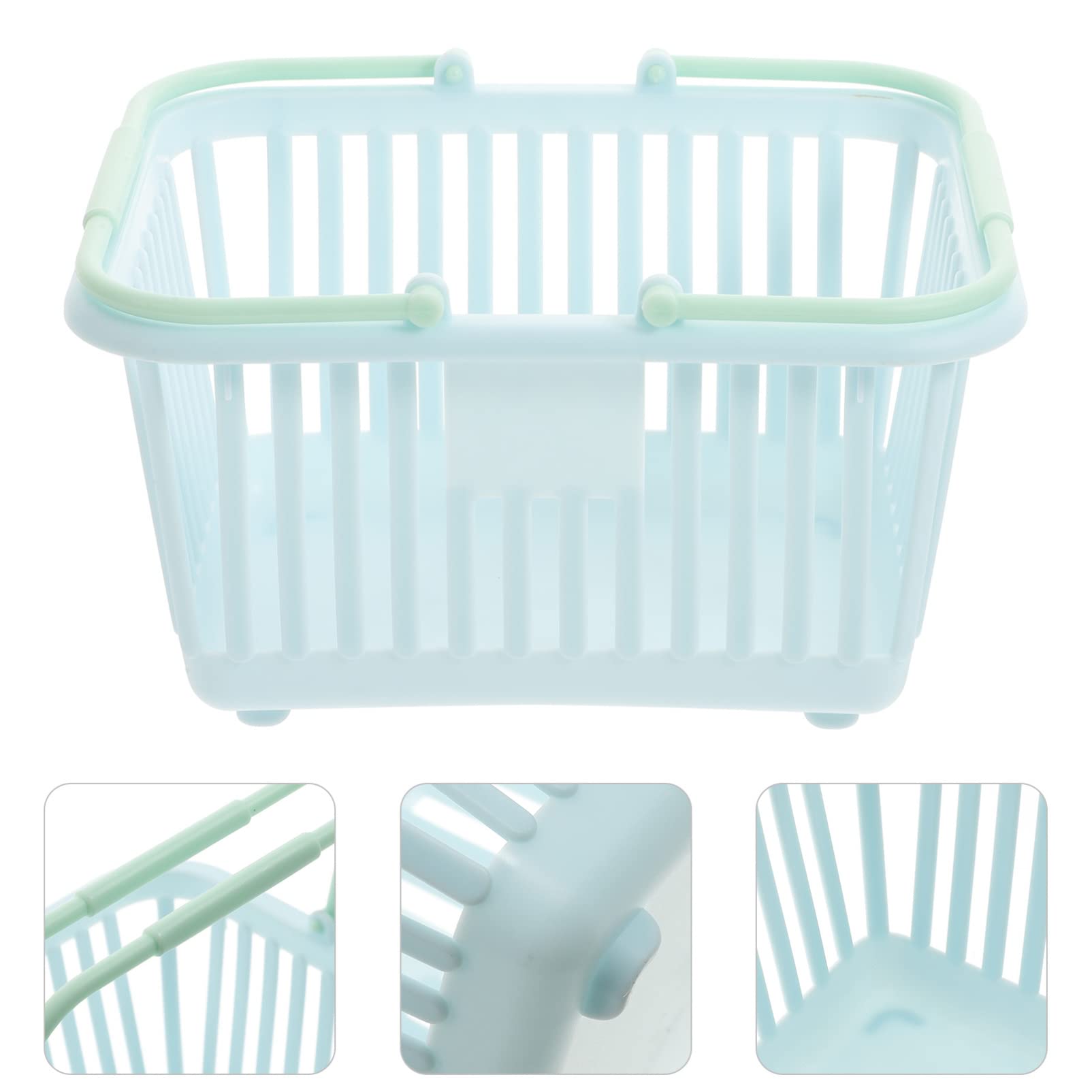 Gadpiparty 3pcs Small Plastic Shopping Baskets Kids Grocery Baskets with Handles Tiny Organizer Container Bin for Eggs Fruits Veggies Snacks Sky-blue