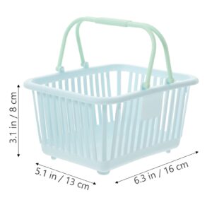 Gadpiparty 3pcs Small Plastic Shopping Baskets Kids Grocery Baskets with Handles Tiny Organizer Container Bin for Eggs Fruits Veggies Snacks Sky-blue