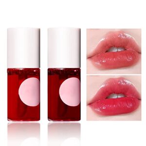 cahiuyoa lip tint stain set,korean long lasting moisturizing waterproof,high pigment multi-use and cheek tint,natural makeup tinta para labios(#01#02)