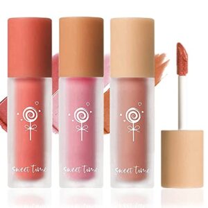 3 colors cream liquid blush, velvet mousse texture matte liquid blush makeup, long lasting waterproof, used for cheeks to enhance complexion create natural-looking makeup