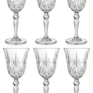 Barski Wine Glass - Goblet - Red Wine - White Wine - Water Glass - Stemmed Glasses - Set of 6 Goblets - Crystal like Glass - 7 oz. Beautifully Cut Designed Made in Europe