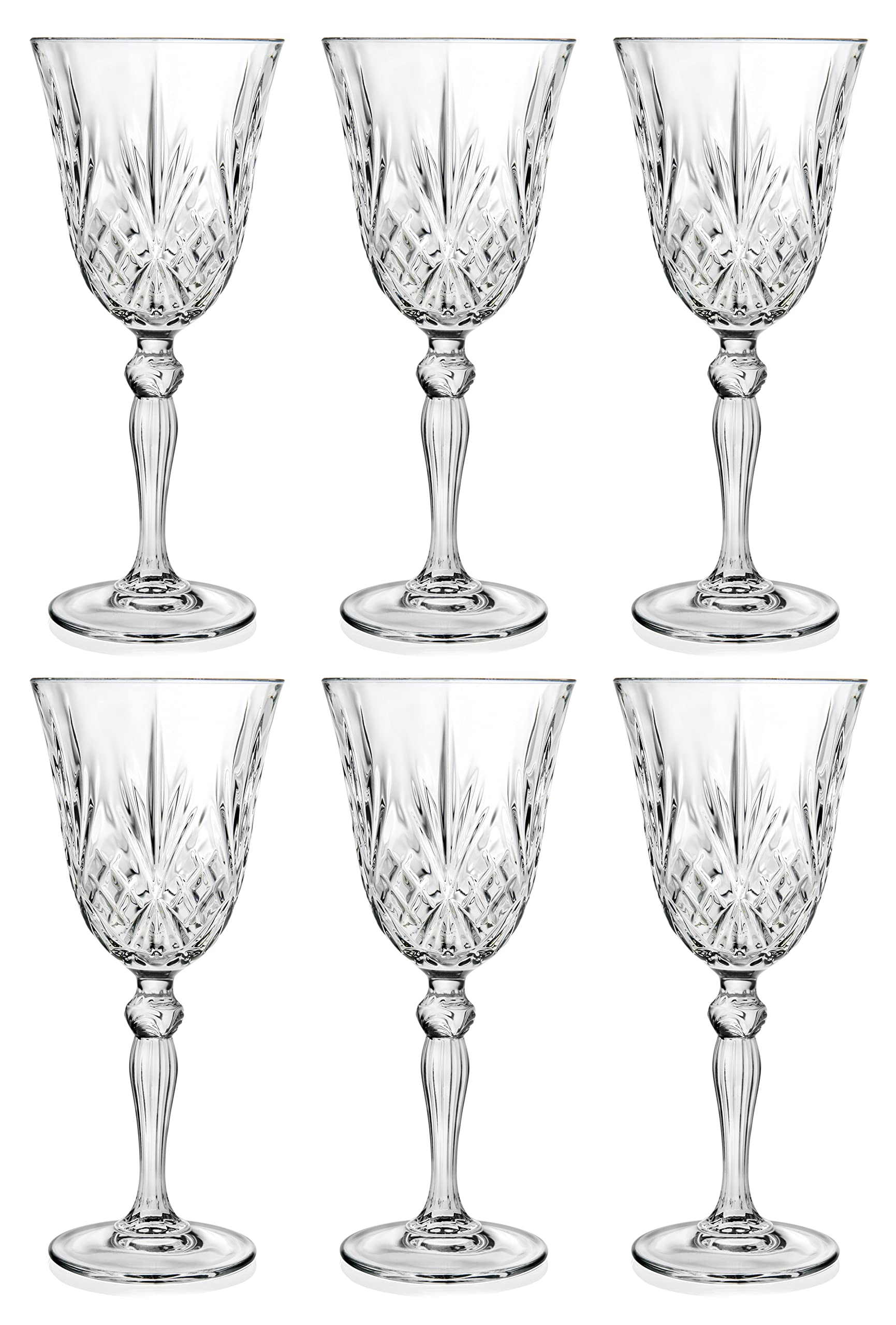 Barski Wine Glass - Goblet - Red Wine - White Wine - Water Glass - Stemmed Glasses - Set of 6 Goblets - Crystal like Glass - 7 oz. Beautifully Cut Designed Made in Europe