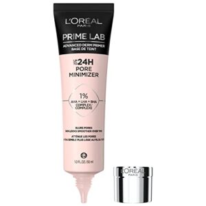 l'oreal paris prime lab up to 24h pore minimizer face primer infused with aha, lha, bha complex to smooth and extend makeup wear, 1.01 fl oz