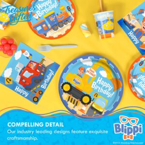 Treasures Gifted Officially Licensed Blippi Birthday Party Supplies - Blippi Backdrop Vehicle - 4.25ft Tall x 6ft Wide Blippi Birthday Backdrop - Blippi Birthday Banner - Blippi Party Decorations