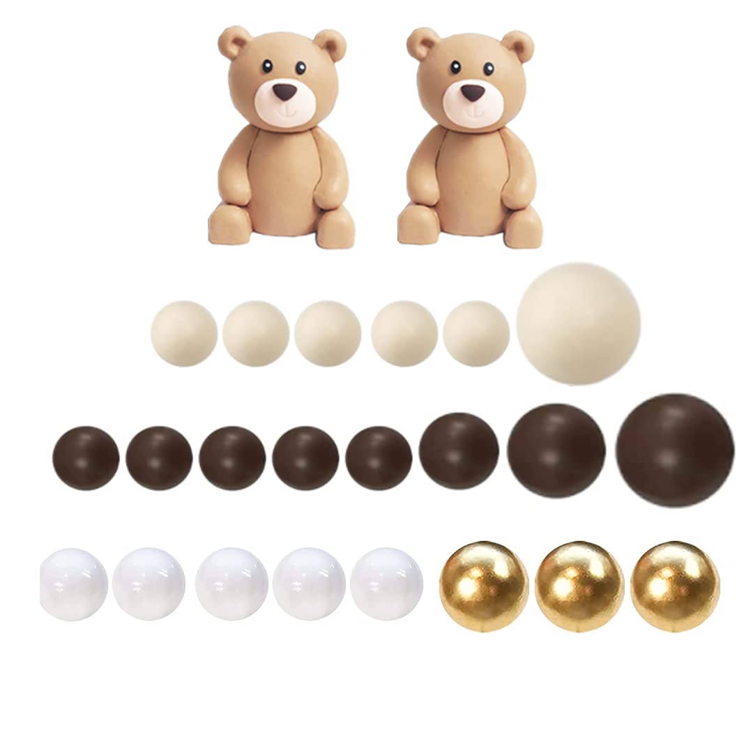 Baby Bear Cake Topper Blue Ball Cake Decor (brown ball 2bears set)