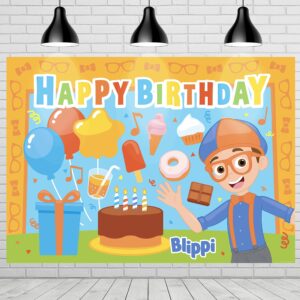 treasures gifted officially licensed blippi birthday party supplies - blippi backdrop - 4.25ft tall x 6ft wide blippi backdrop birthday - blippi party decorations - blippi birthday banner