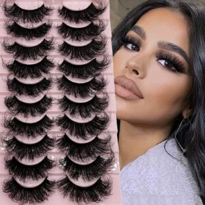 tikiley mink lashes fluffy wispy eyelashes mink, 20mm/25mm long dramatic d curl strip lashes cat eye 3d mink lashes natural false eyelashes pack