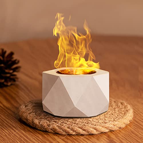 Concrete Tabletop Fire Pit - Personal Fireplace, Tabletop Fire Pit, Mini Fire Pit, Fire Bowl, Portable Concrete Bowl Pot for Indoor or Outdoor, Rubbing Alcohol Burning Fireplace, Smokeless, Ventless