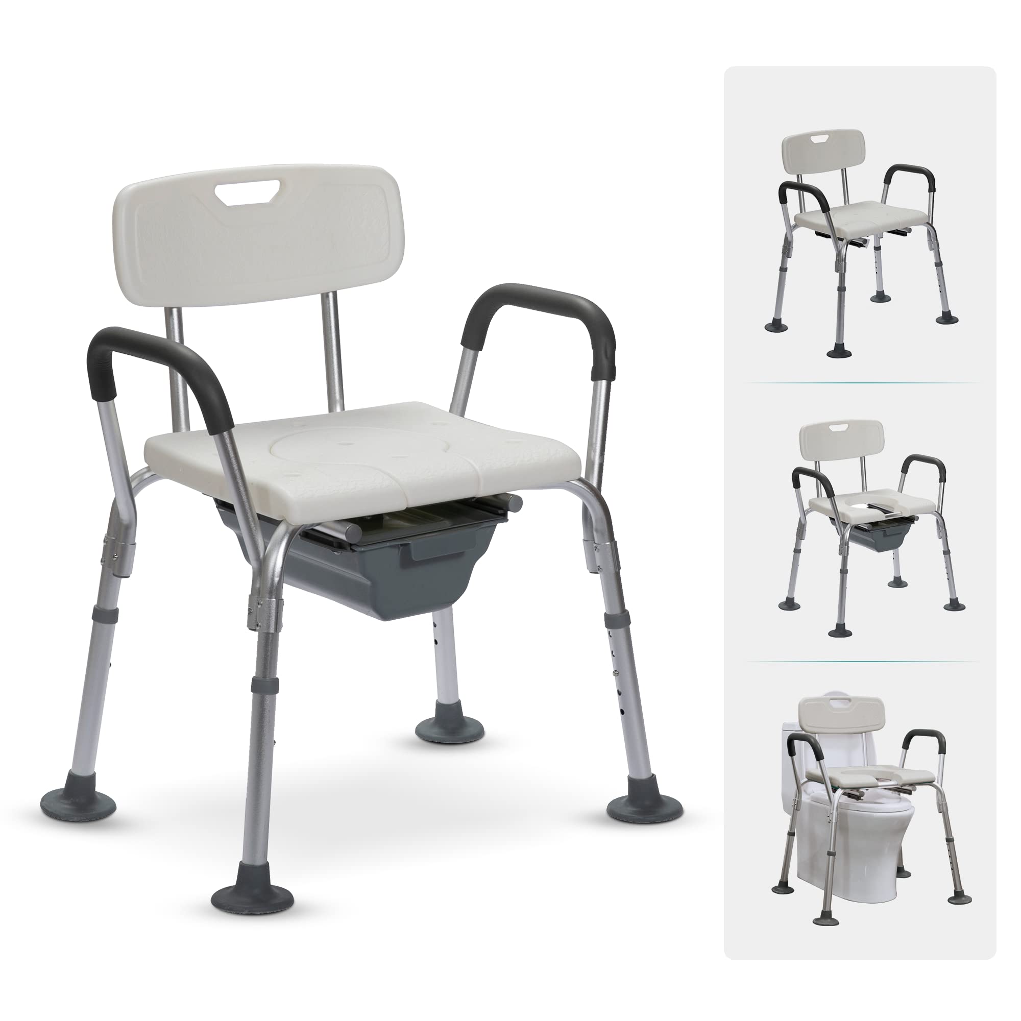 ELENKER 4 in 1 Shower Chair, Medical Shower Seat Bath Chair with Non-Slip Tips and EVA Pad for Elderly, Disabled and Pregnant Women