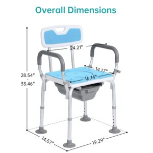 ELENKER 4 in 1 Shower Chair, Medical Shower Seat Bath Chair with Non-Slip Tips and EVA Pad for Elderly, Disabled and Pregnant Women