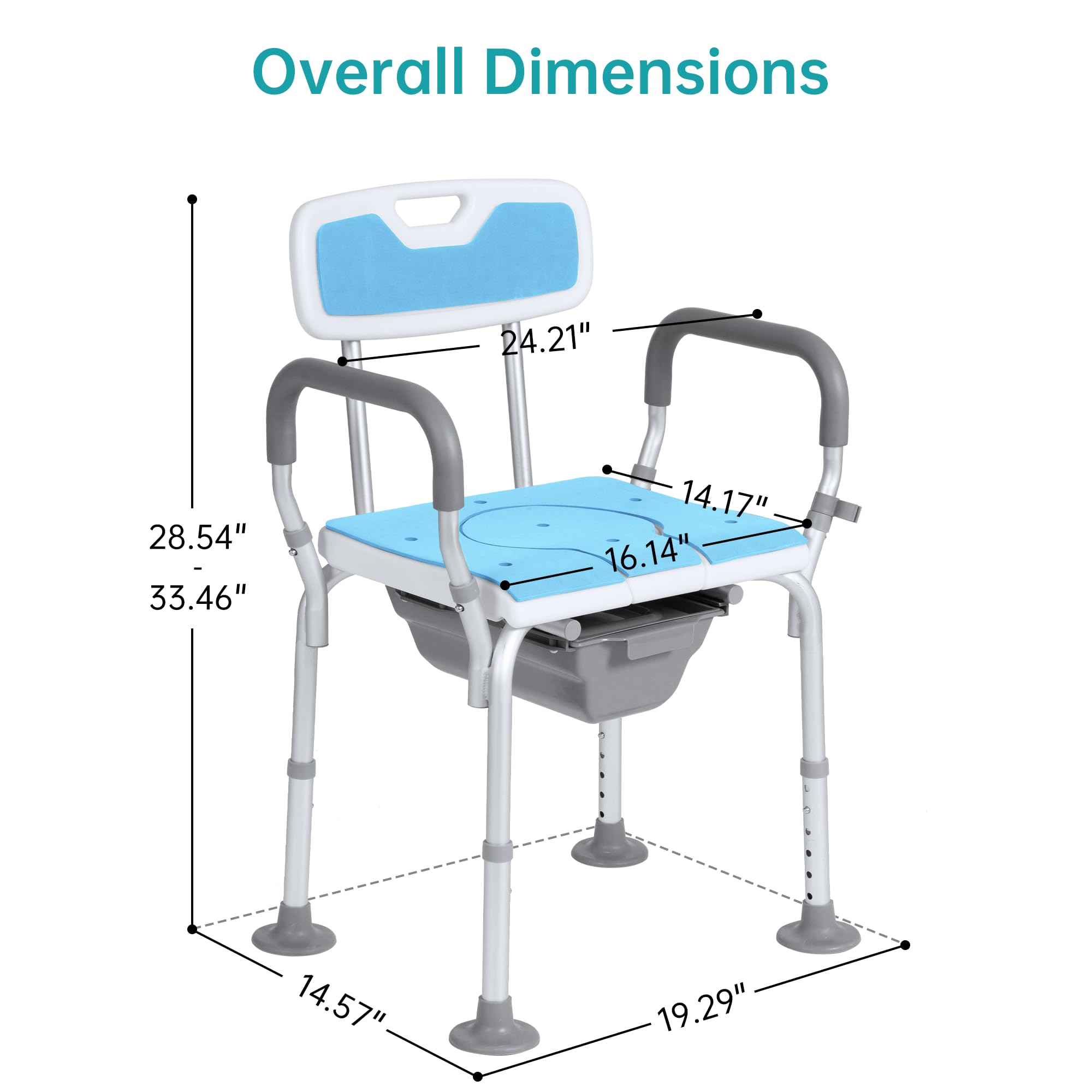 ELENKER 4 in 1 Shower Chair, Medical Shower Seat Bath Chair with Non-Slip Tips and EVA Pad for Elderly, Disabled and Pregnant Women