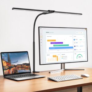 eppiebasic led desk lamp,double head architect desk lamps for home office,extra bright workbench office lighting,eye protection modern desk light for monitor studio working reading 1200lm