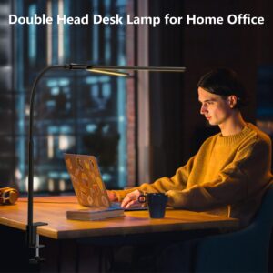 EppieBasic LED Desk lamp,Double Head Architect Desk Lamps for Home Office,Extra Bright Workbench Office Lighting,Eye Protection Modern Desk Light for Monitor Studio Working Reading 1200LM