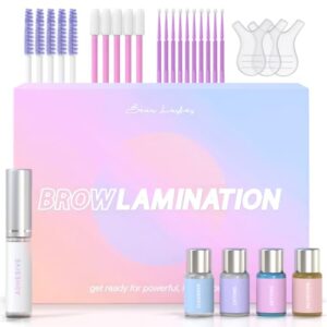 brow lamination kit by beau | professional eyebrow lamination kit with keratin conditioning | instant diy eye brow lift kit for fuller, thicker, beautiful brows | easy to use & long lasting results