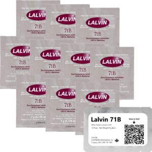 lalvin 71b wine yeast (10 pack) - make wine cider mead kombucha at home - 5 g sachets - saccharomyces cerevisiae - sold by capybara distributors inc.