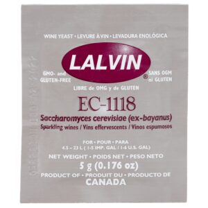 Lalvin EC-1118 Wine Yeast (5 Pack) - Champagne Yeast - Make Wine Cider Mead Kombucha At Home - 5 g Sachets - Saccharomyces cerevisiae - Sold by CAPYBARA Distributors Inc.