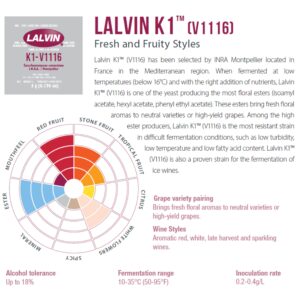 Lalvin K1-V1116 Wine Yeast (10 Pack) - Make Wine Cider Mead Kombucha At Home - 5 g Sachets - Saccharomyces cerevisiae - Sold by CAPYBARA Distributors Inc.