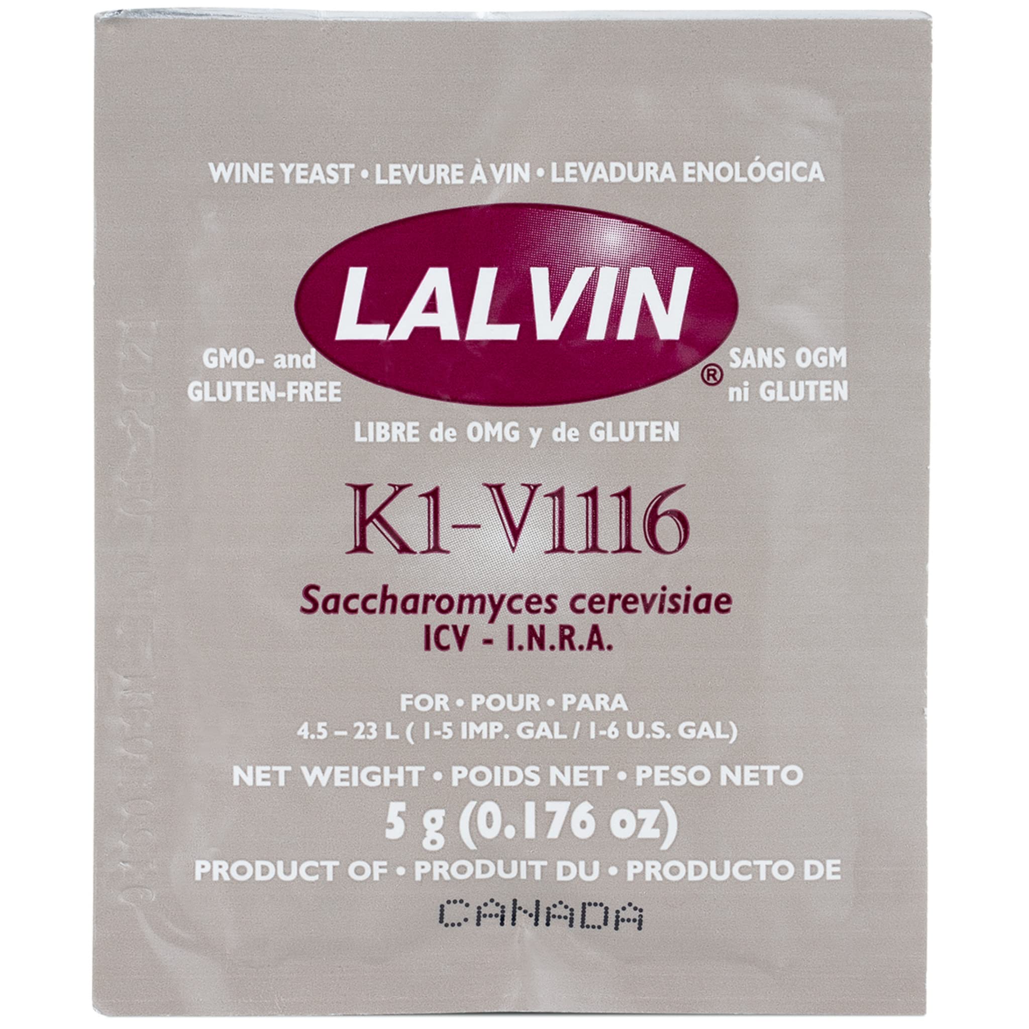 Lalvin K1-V1116 Wine Yeast (10 Pack) - Make Wine Cider Mead Kombucha At Home - 5 g Sachets - Saccharomyces cerevisiae - Sold by CAPYBARA Distributors Inc.