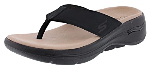 Skechers Women's Go Walk Arch Fit- Five Stars Sandals, Black, 8 M