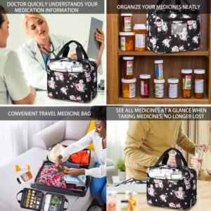 Medicine Travel Pill Bottle Organizer Med Manager Medical First Aid Bag Box Case Empty Container Medication Bag Emergency Kit Storage Tote Home Family Tackle Maletin De Emergencia Nurse Dorm