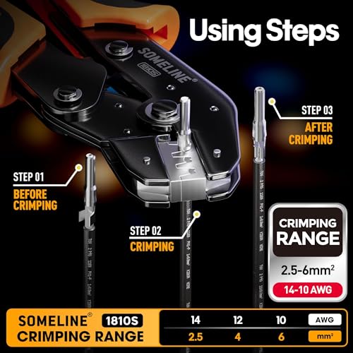 SOMELINE® Solar Connector Crimping Tool Kit, 14-10 AWG Crimper for Solar Panel Cables, Tool Kit with 12 Pairs of Solar Connectors and Wrench and Stripper and Crimper, Solar Panel Connectors