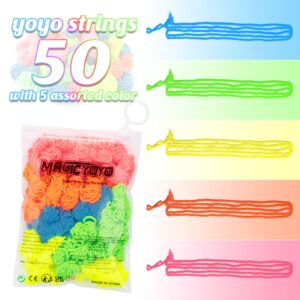 Professional Yoyo Strings Pack of 50, Soft 100% Polyester Yoyos String for Responsive and Unresponsive Yoyos , Blue, Green, Pink,Yellow, Orange Color