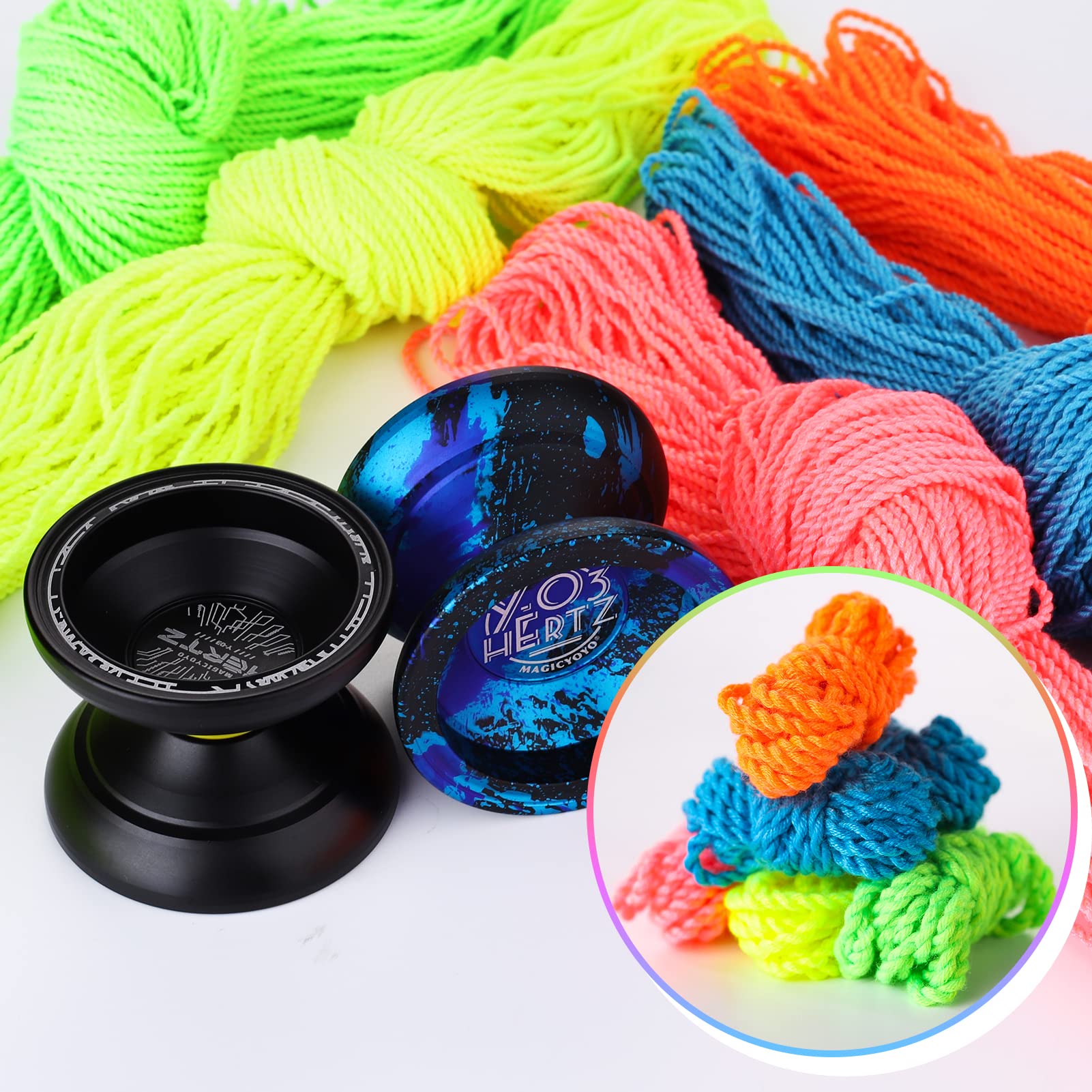 Professional Yoyo Strings Pack of 50, Soft 100% Polyester Yoyos String for Responsive and Unresponsive Yoyos , Blue, Green, Pink,Yellow, Orange Color