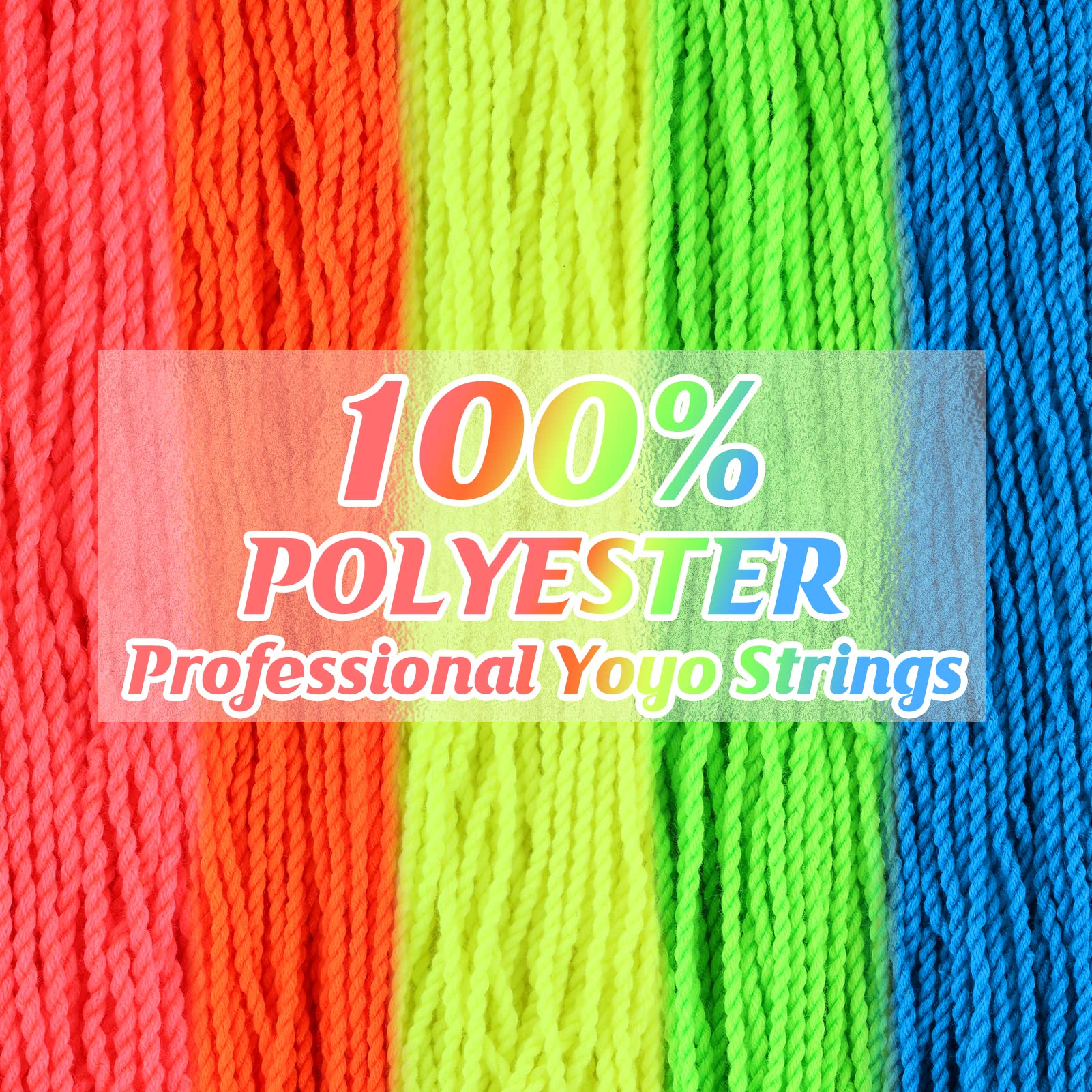 Professional Yoyo Strings Pack of 50, Soft 100% Polyester Yoyos String for Responsive and Unresponsive Yoyos , Blue, Green, Pink,Yellow, Orange Color