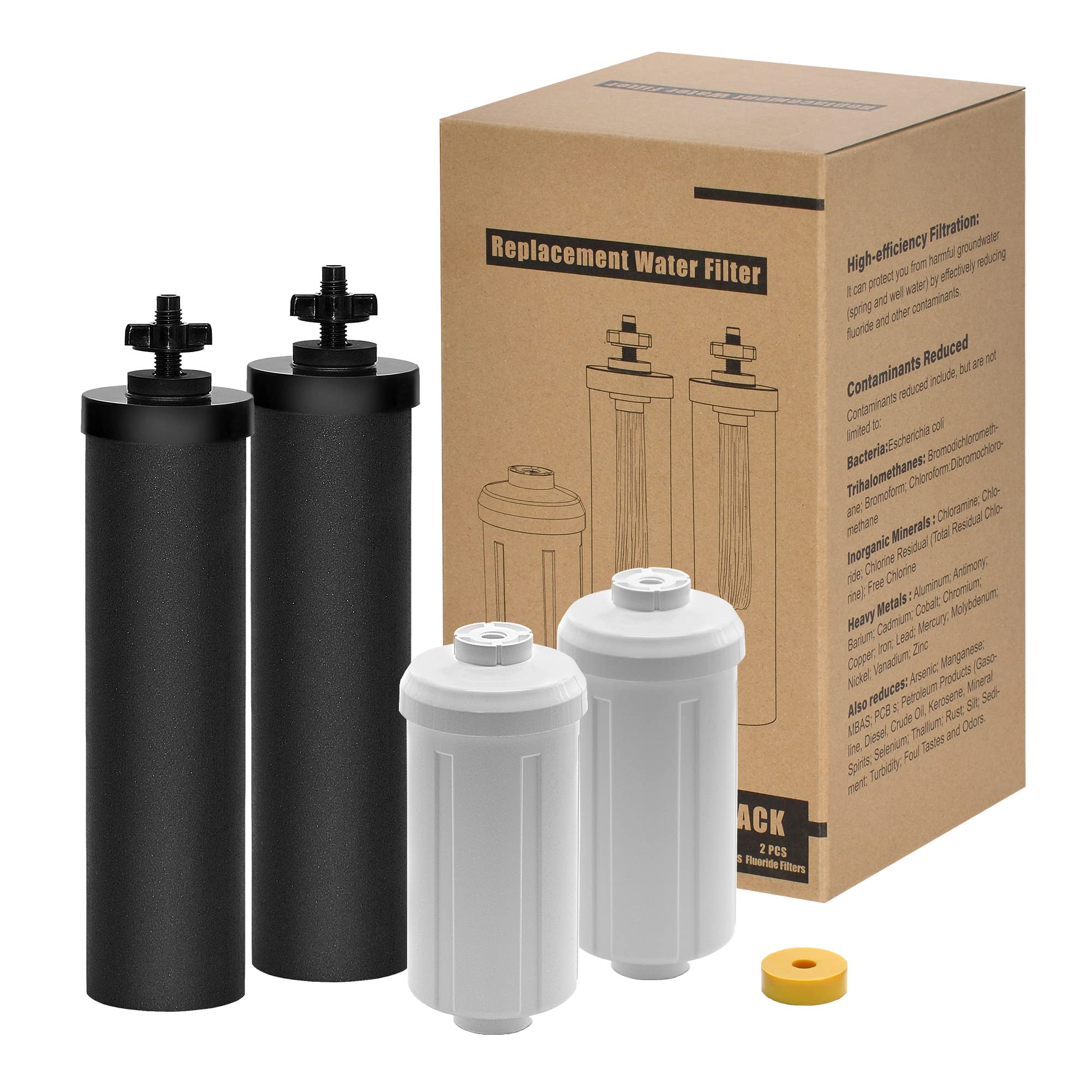 Carbon Block Black Water Filter Replacement Elements Compatible with Big Berkey Water System