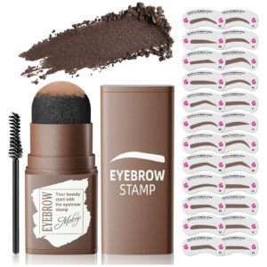 eyebrow stamp stencil kit - eye brow stencil kit for beginners, brow stencil and stamp kit long-lasting, smudge-proof & waterproof, 24 reusable eyebrow shapes stencils for perfect brow (medium brown)