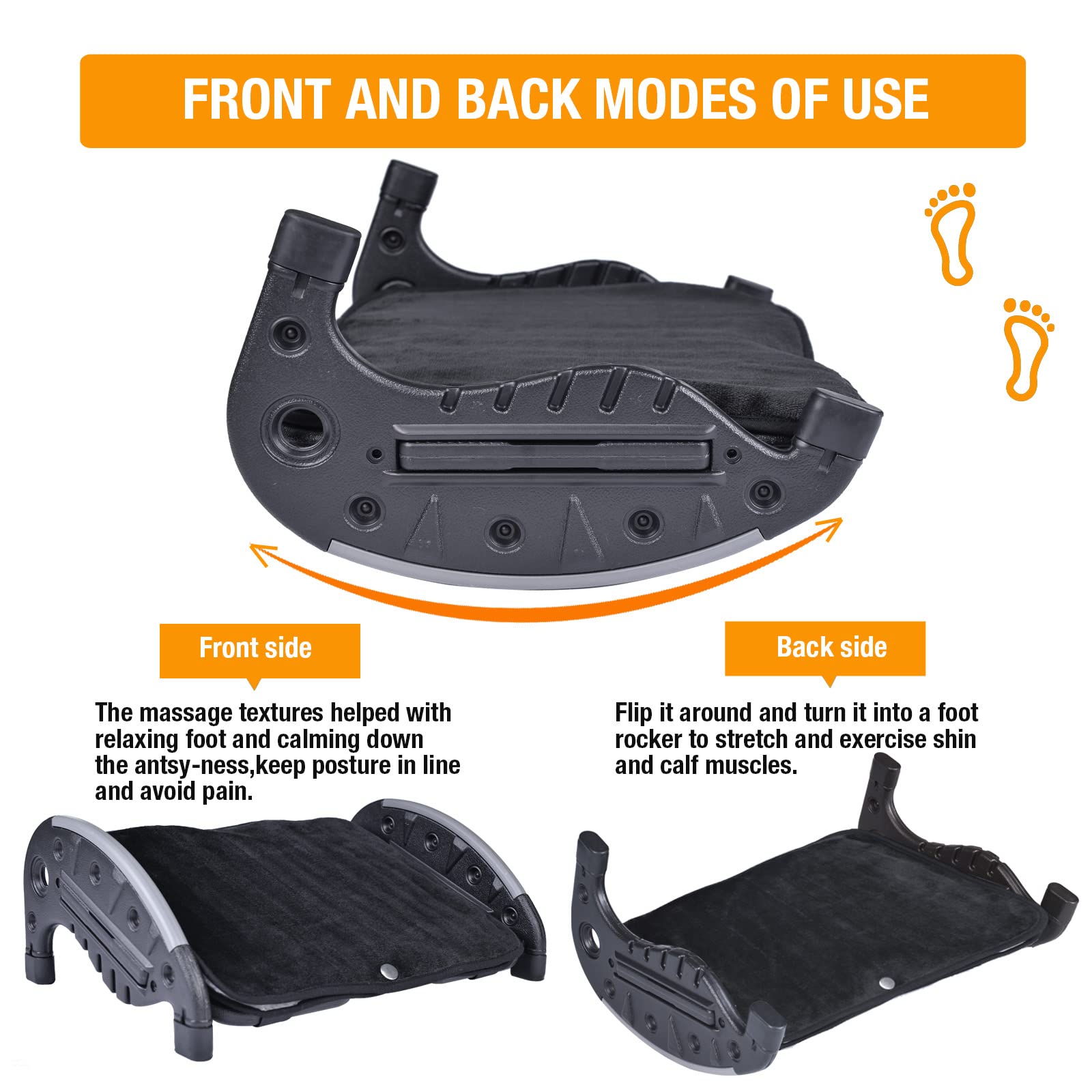 Scalebeard Rocking Foot Rest for Under Desk at Work,Two Mode of Use Footrest with Removable Warmer Feet Pocket for Home,Office,Gaming,Computer,Ergonomic Foot Stool with Massaging Beads for All Seasons